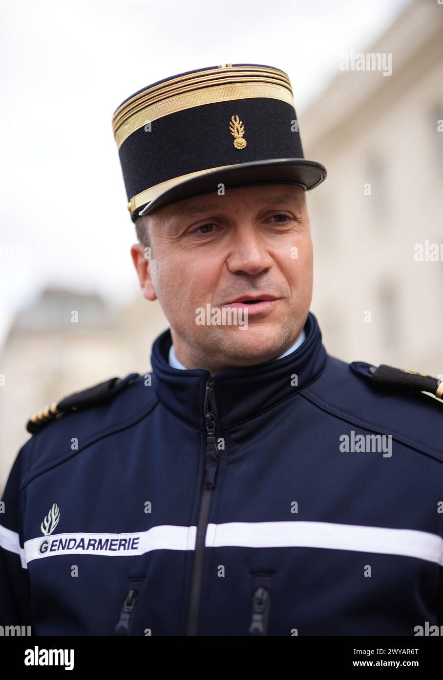 Squadron Chief Guillaume Dewilde watches personnel from the Gendarmerie ...