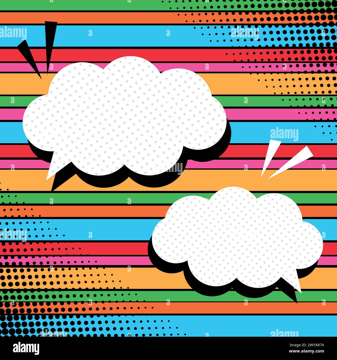 Retro pop art style template with speech bubbles. Vector illustration ...