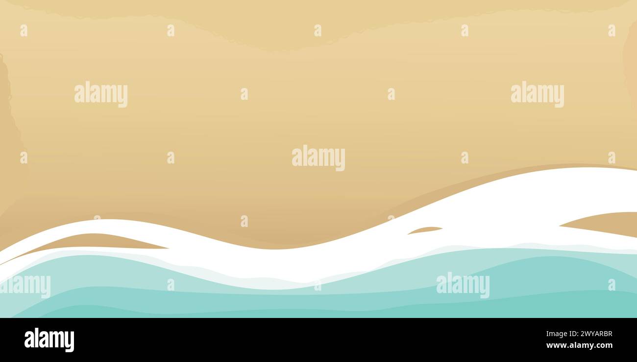Blue sea and beach summer banner background with sand and waves. Blank ...