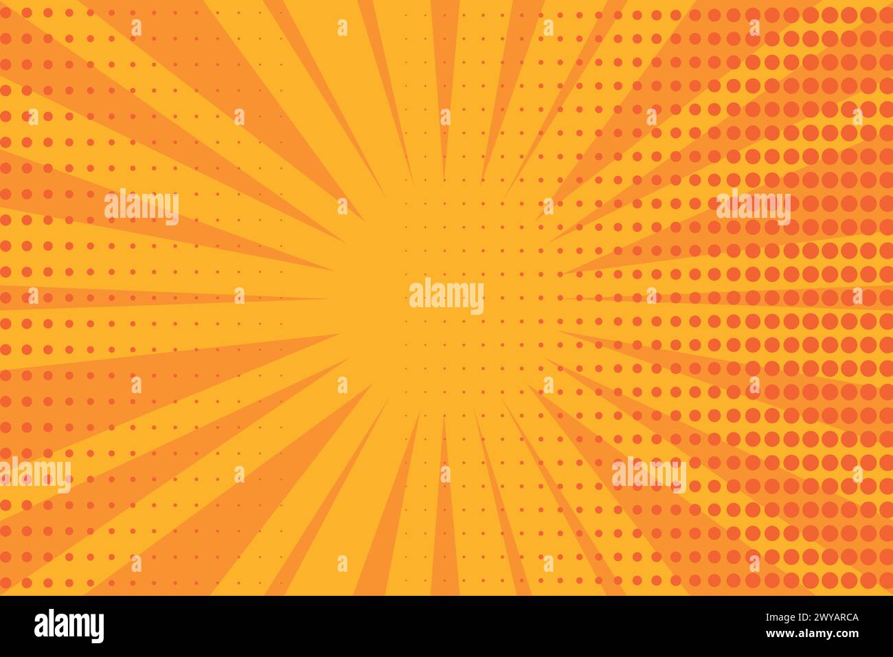 Pop art orange comic cover. Stripe and dotted bright background in ...