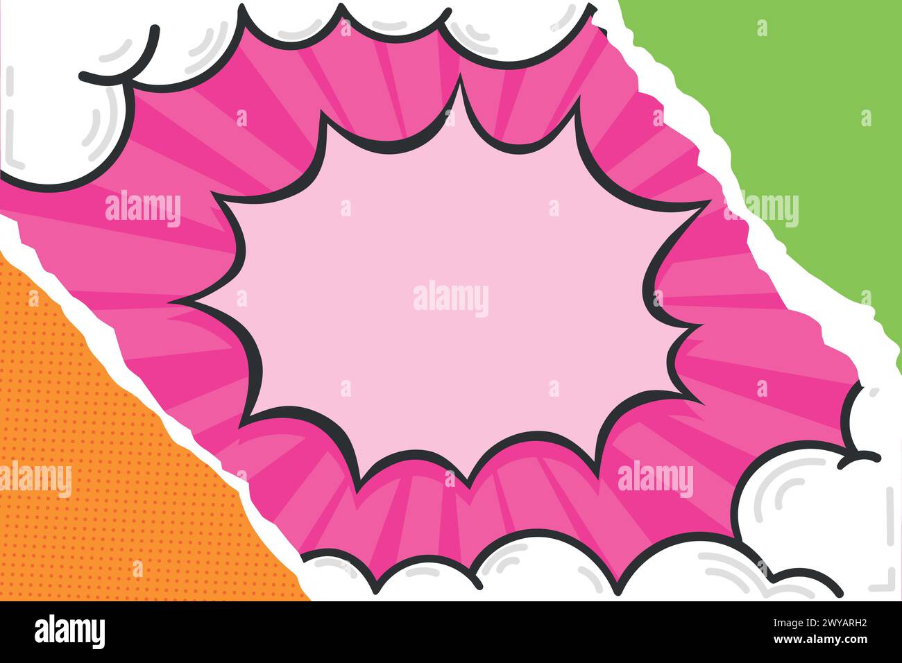 Pop art style background with comic speech bubble. Template decorated ...