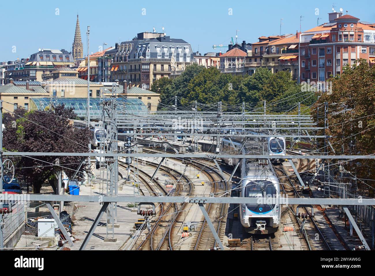 Railroad track. Commuter Train Station. Euskotren. Easo Square ...