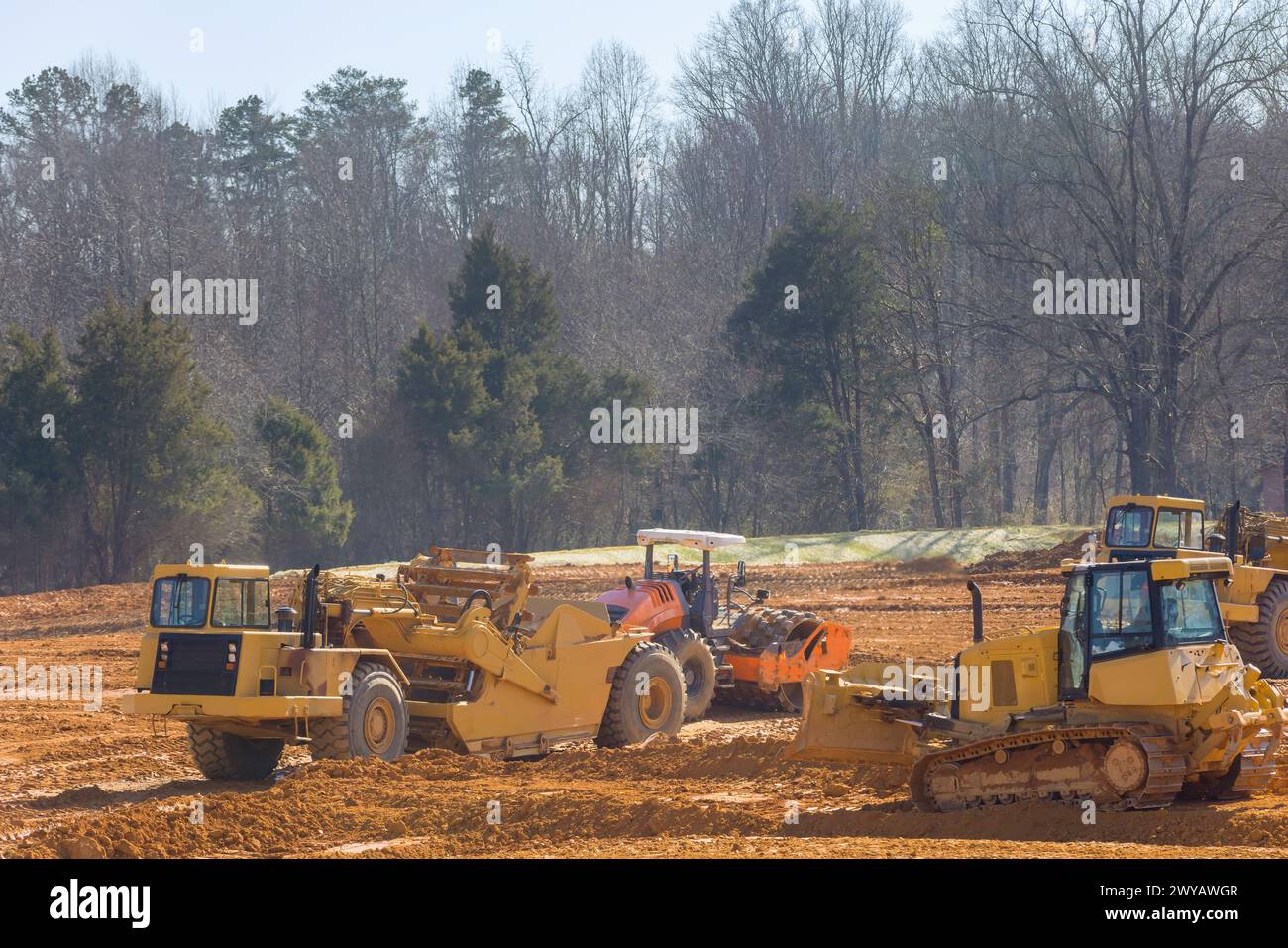 Construction site is undergoing heavy machinery operations in ...