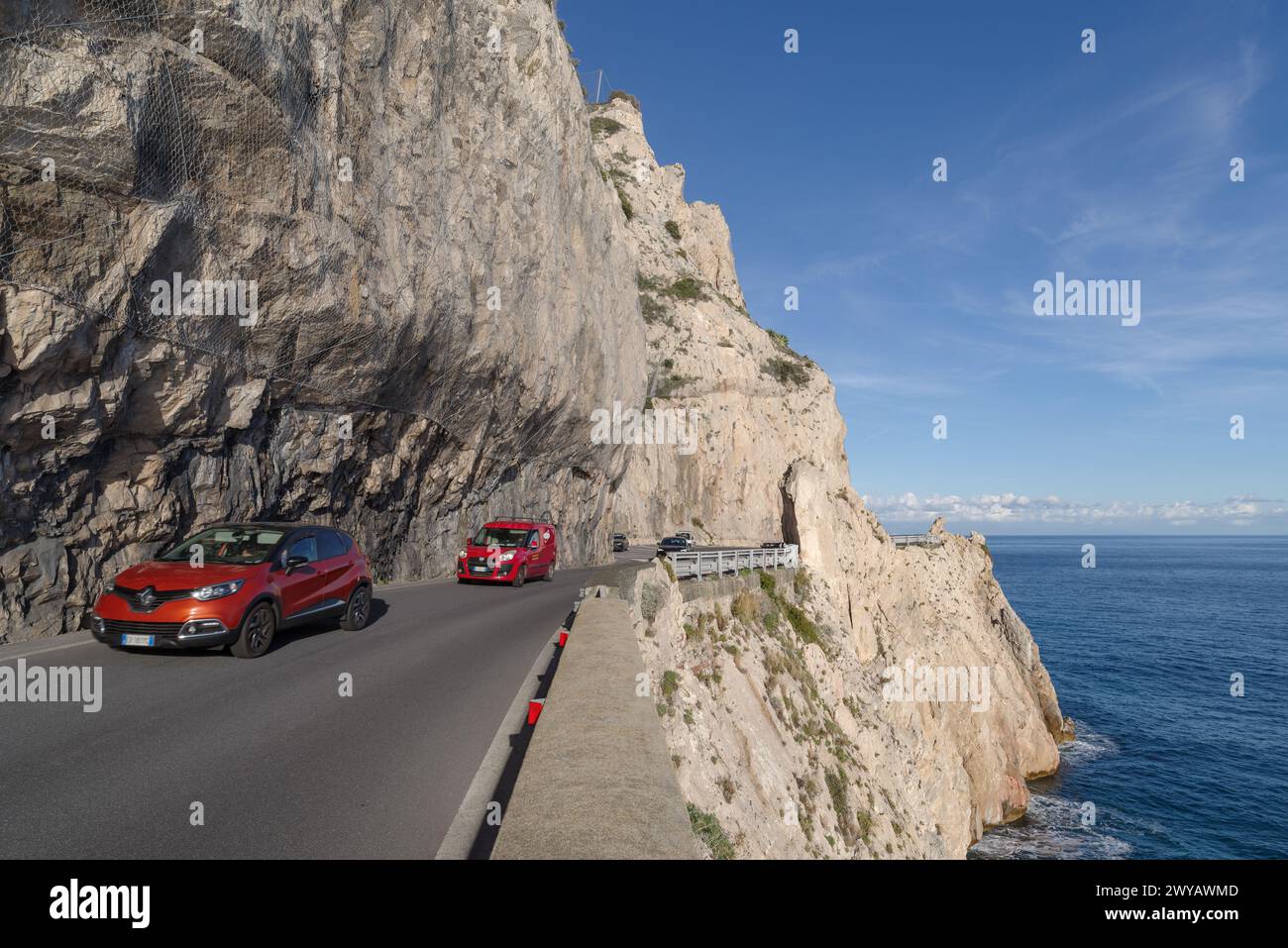 The stunning high altitude cliffside road along the coastline of ...
