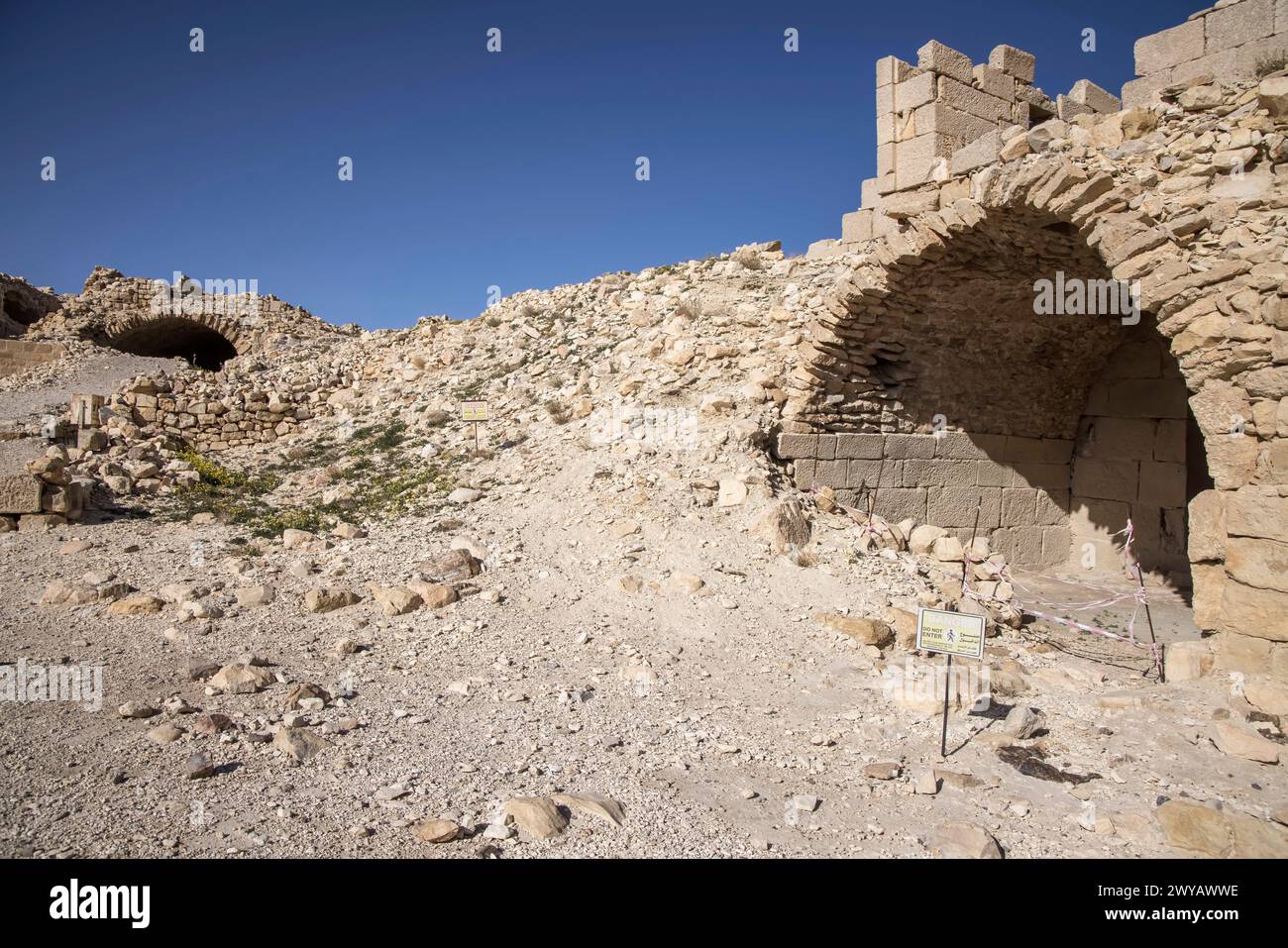 partly restored shoubak castle ruins built in 1115 by king baldwin sits ...