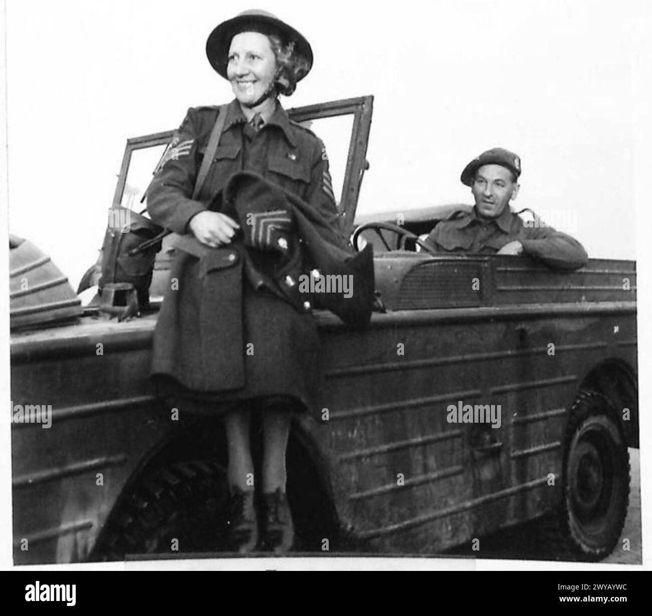 S/Sgt. Hester McClymont of the ATS arrives in Normandy, France, wearing ...