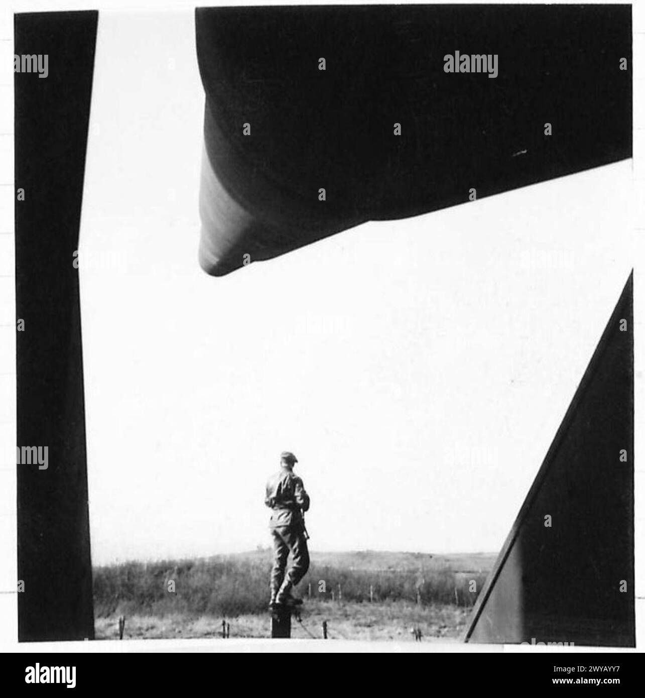 Soldier standing watch Black and White Stock Photos & Images - Alamy