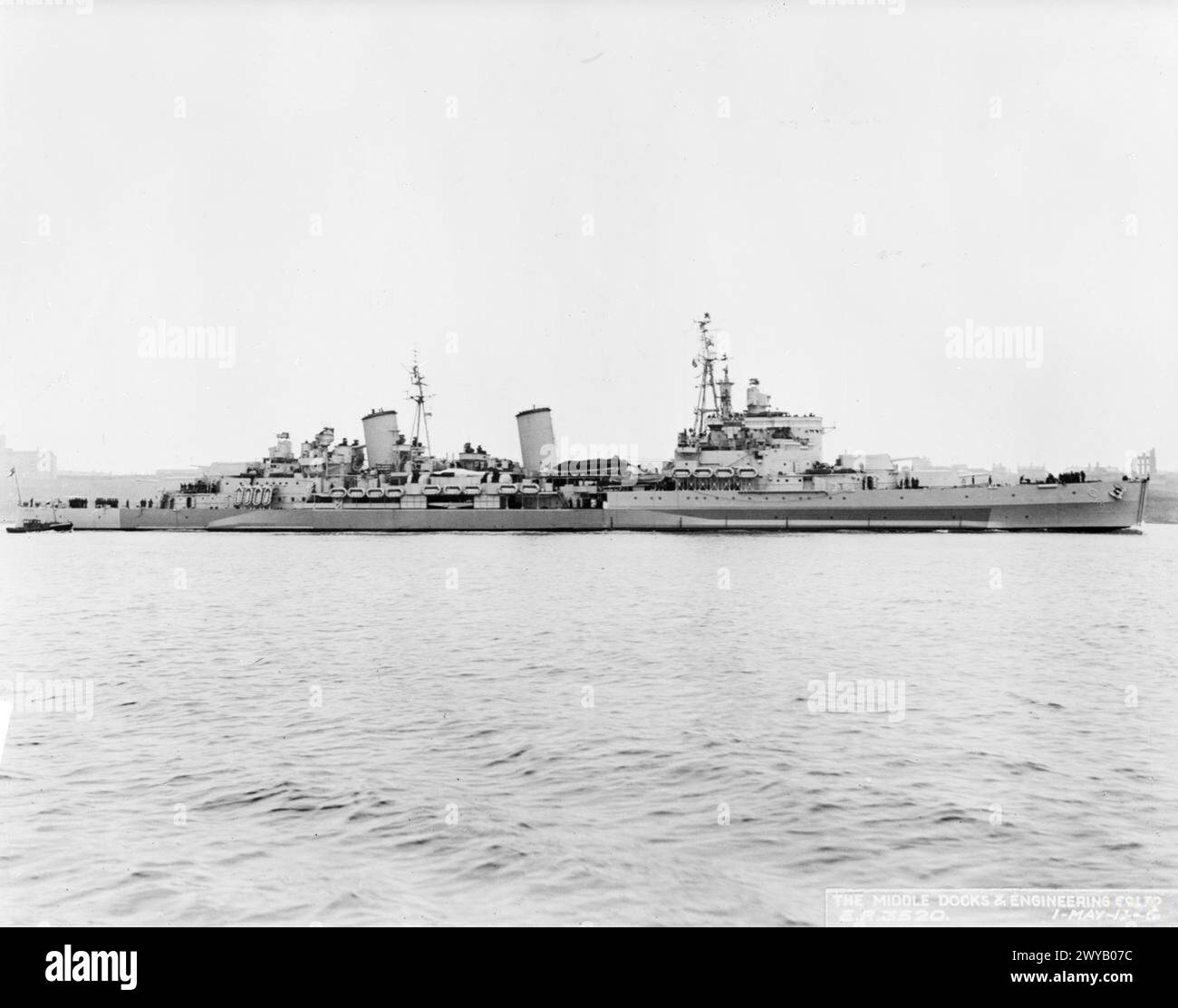 HMS BELFAST, BRITISH IMPROVED SOUTHAMPTON CLASS CRUISER. MAY AND JUNE ...