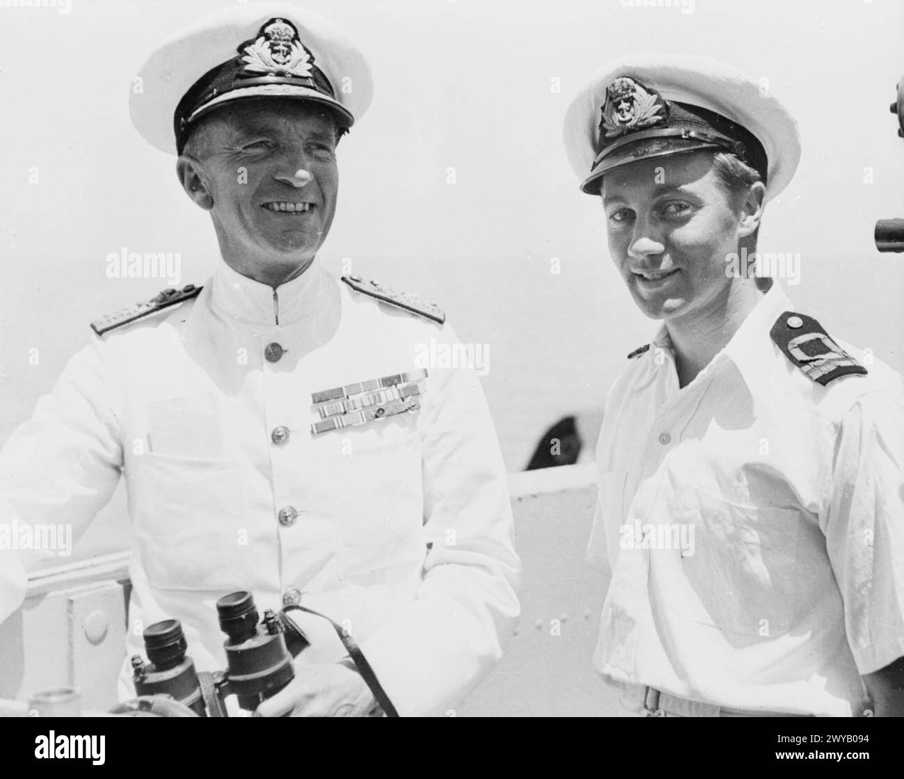 Vice Admiral W G Tennant visits HMS Colossus in Colombo in May 1945 ...