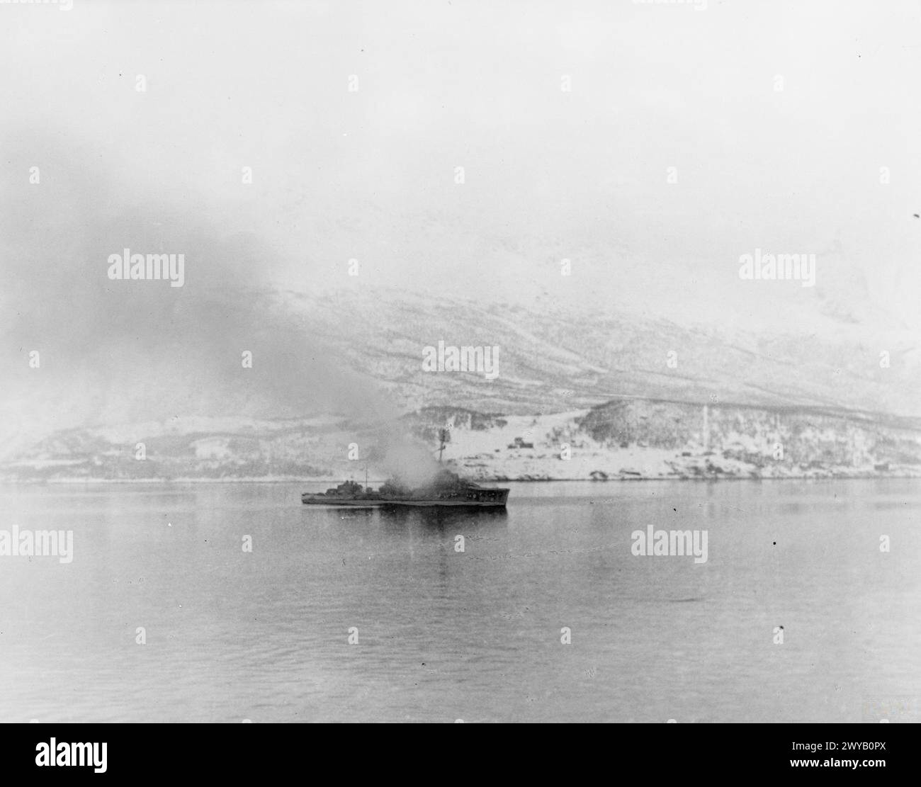 THE SECOND BRITISH NAVAL ACTION OFF NARVIK. 13 APRIL 1940. - An enemy ...