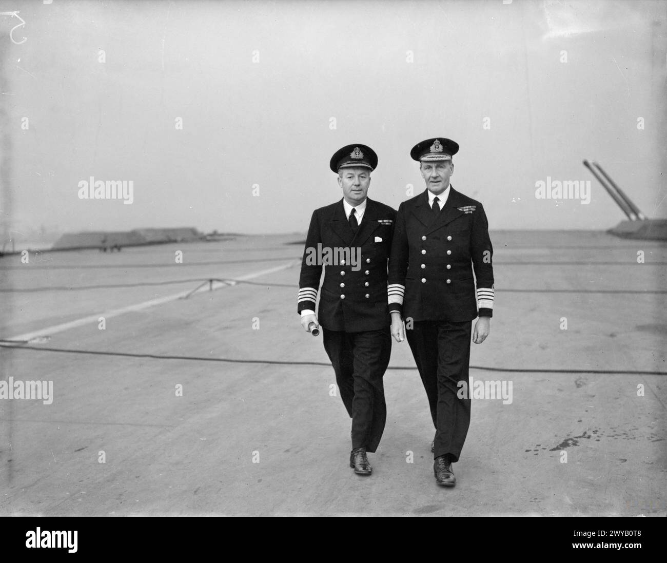 Admiral Sir James Sommerville leaves HMS Formidable on 16 February 1942 ...