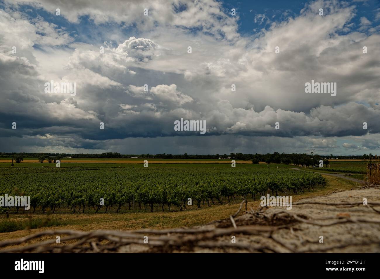 Thunderstorm and stormy sky, bad weather landscape. Threatening sky in ...