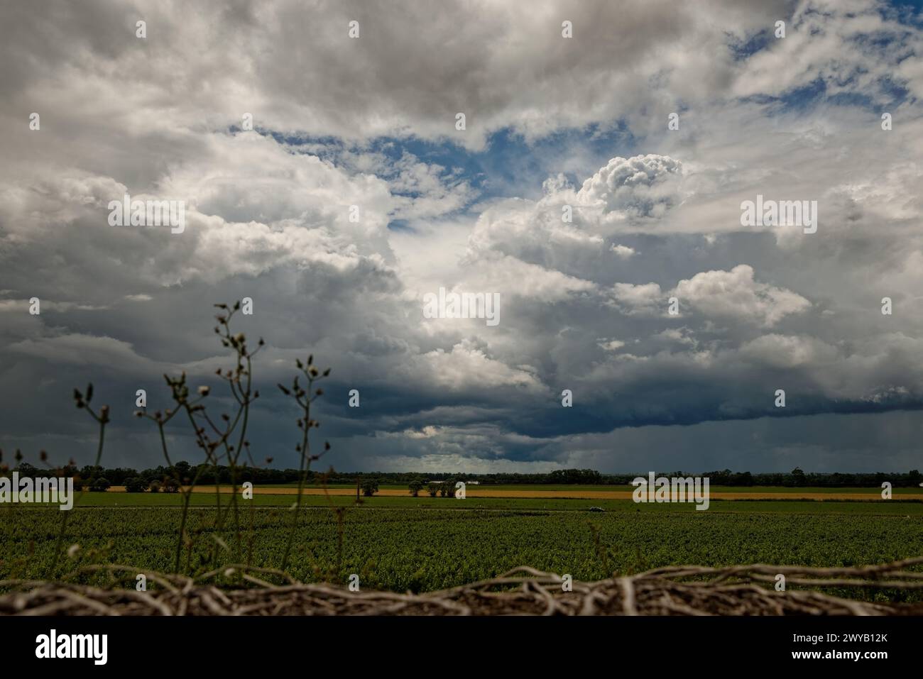 Thunderstorm and stormy sky, bad weather landscape. Threatening sky in ...