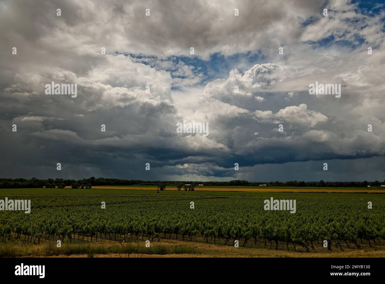 Thunderstorm and stormy sky, bad weather landscape. Threatening sky in ...