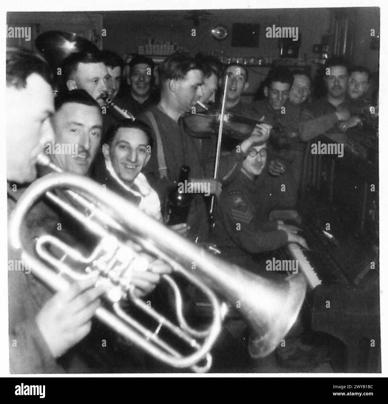 Members of the 8th Corps C.M.P. camp at Lubeck celebrate off-duty news ...
