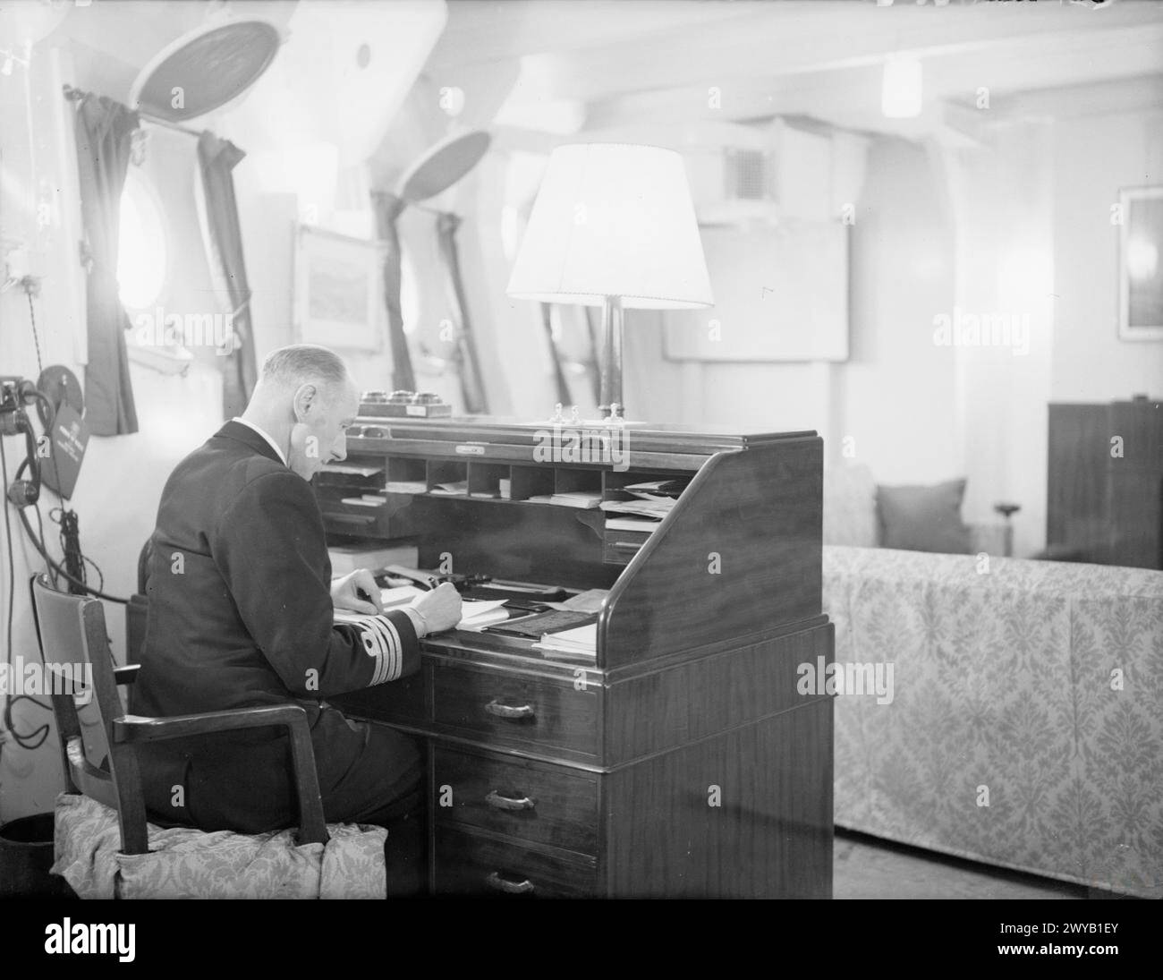 ON BOARD THE BATTLESHIP HMS PRINCE OF WALES. APRIL 1941. - The Captain ...