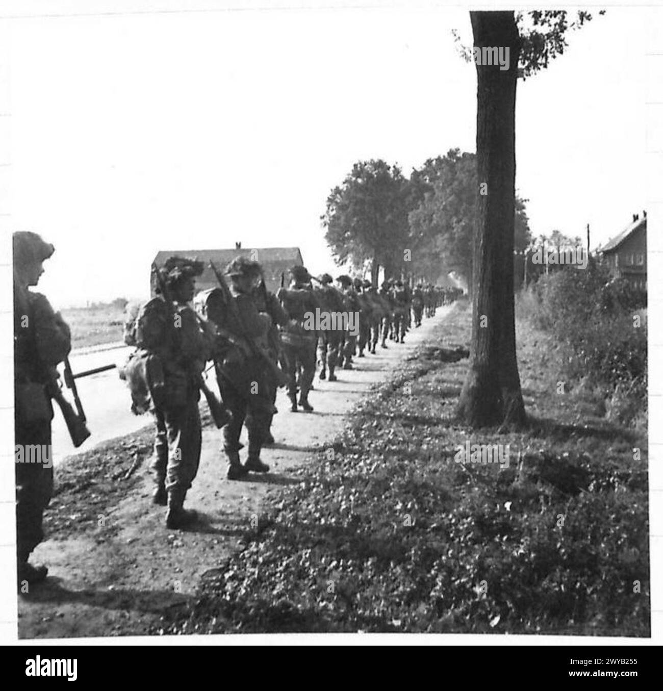 British infantry of the 53rd Division advance along the main ...
