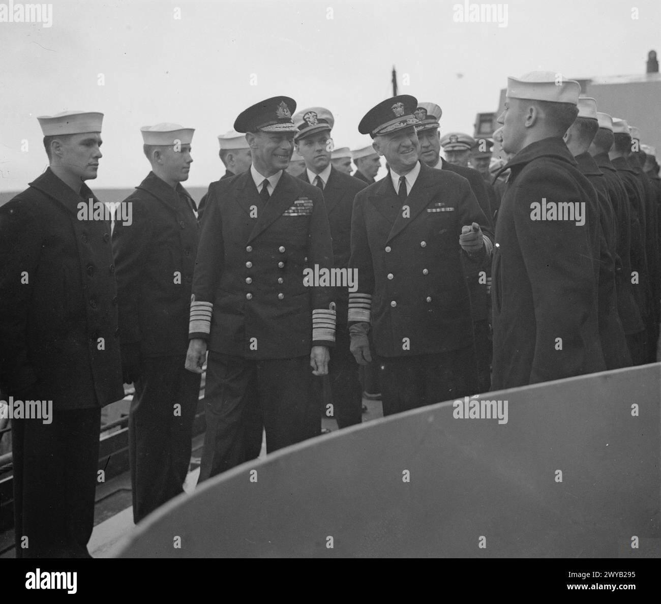 THE KING VISITS THE HOME FLEET. 7 JUNE 1942, ON BOARD THE AMERICAN ...
