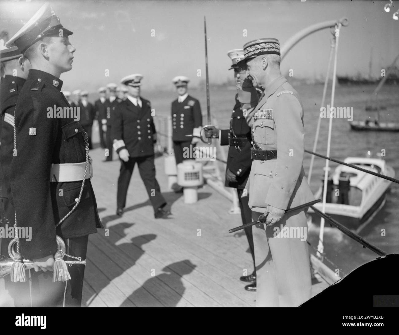 GENERAL CATROUX VISITS ADMIRAL CUNNINGHAM ON BOARD THE FLAGSHIP HMS ...