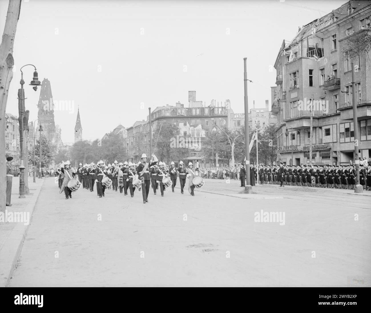 THE ROYAL NAVY IN BERLIN. JULY 1945. - Band marching during the ...