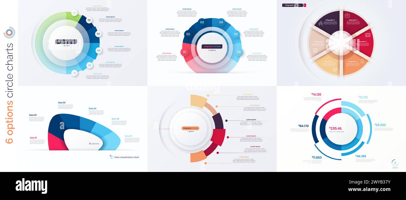 Six option circle infographic design templates. Vector illustration ...