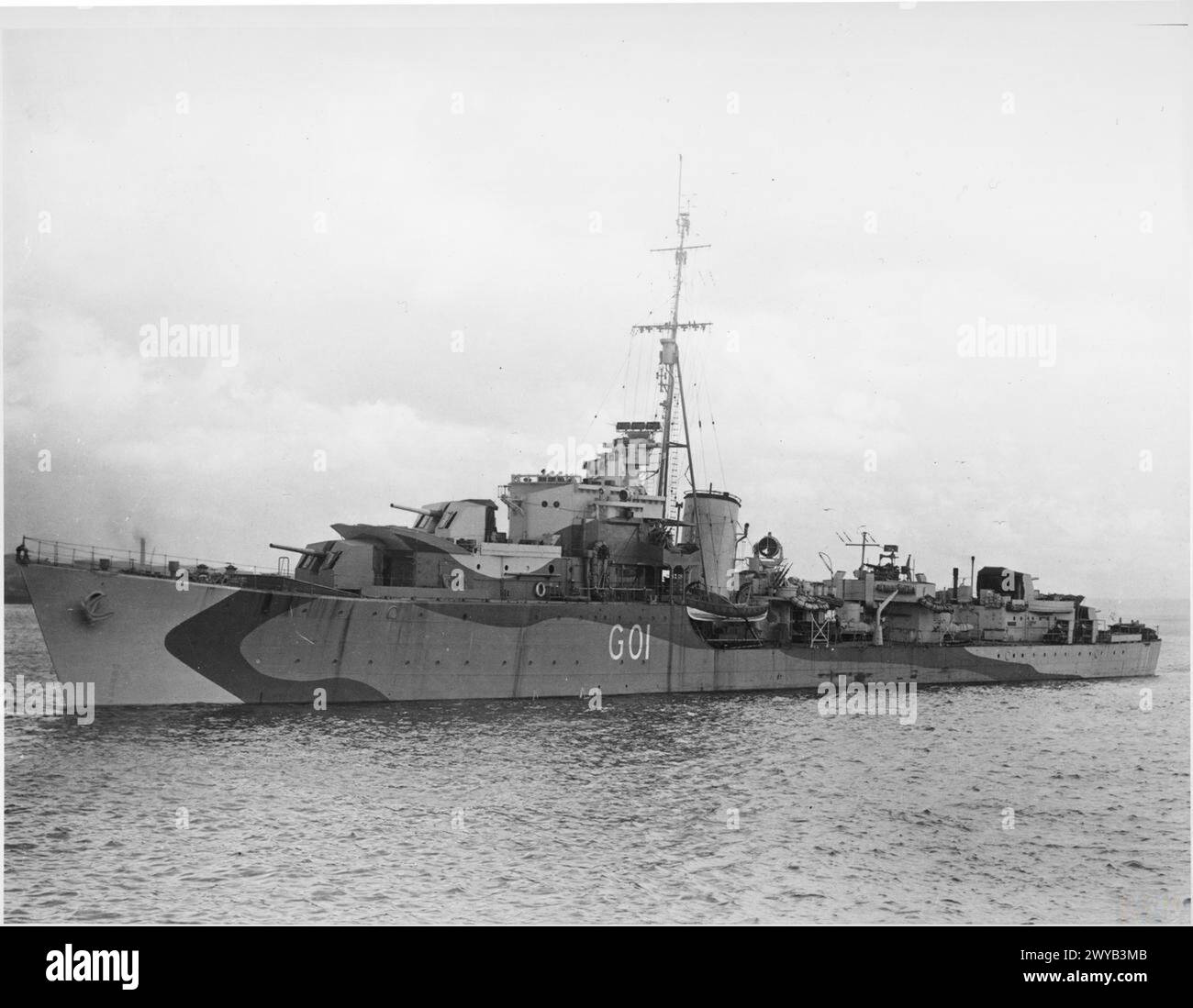 HMS Evertsen, formerly named Scourge, is underway in coastal waters ...