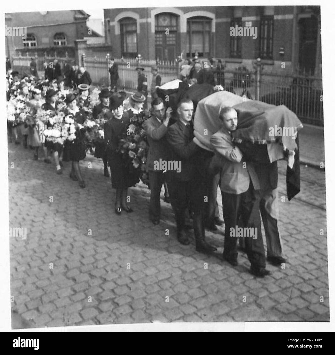 The funeral procession of the leader of the Belgium White Brigade ...