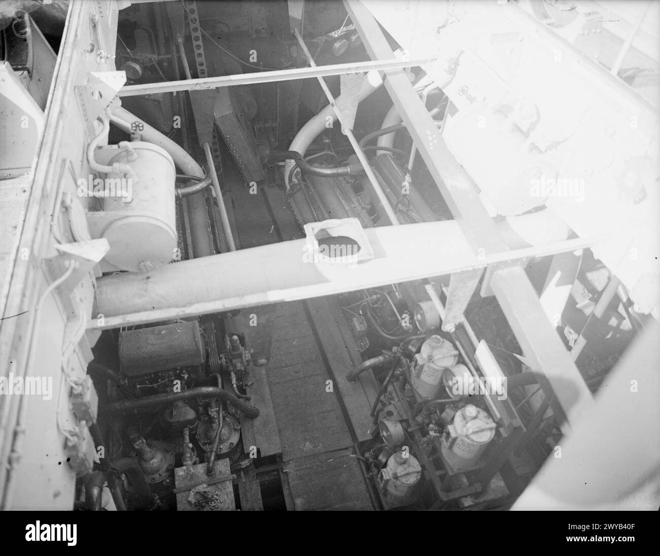 ENGINE ROOM OF A D CLASS FAIRMILE MTB. 18 APRIL 1945, YARMOUTH. THE MTB ...
