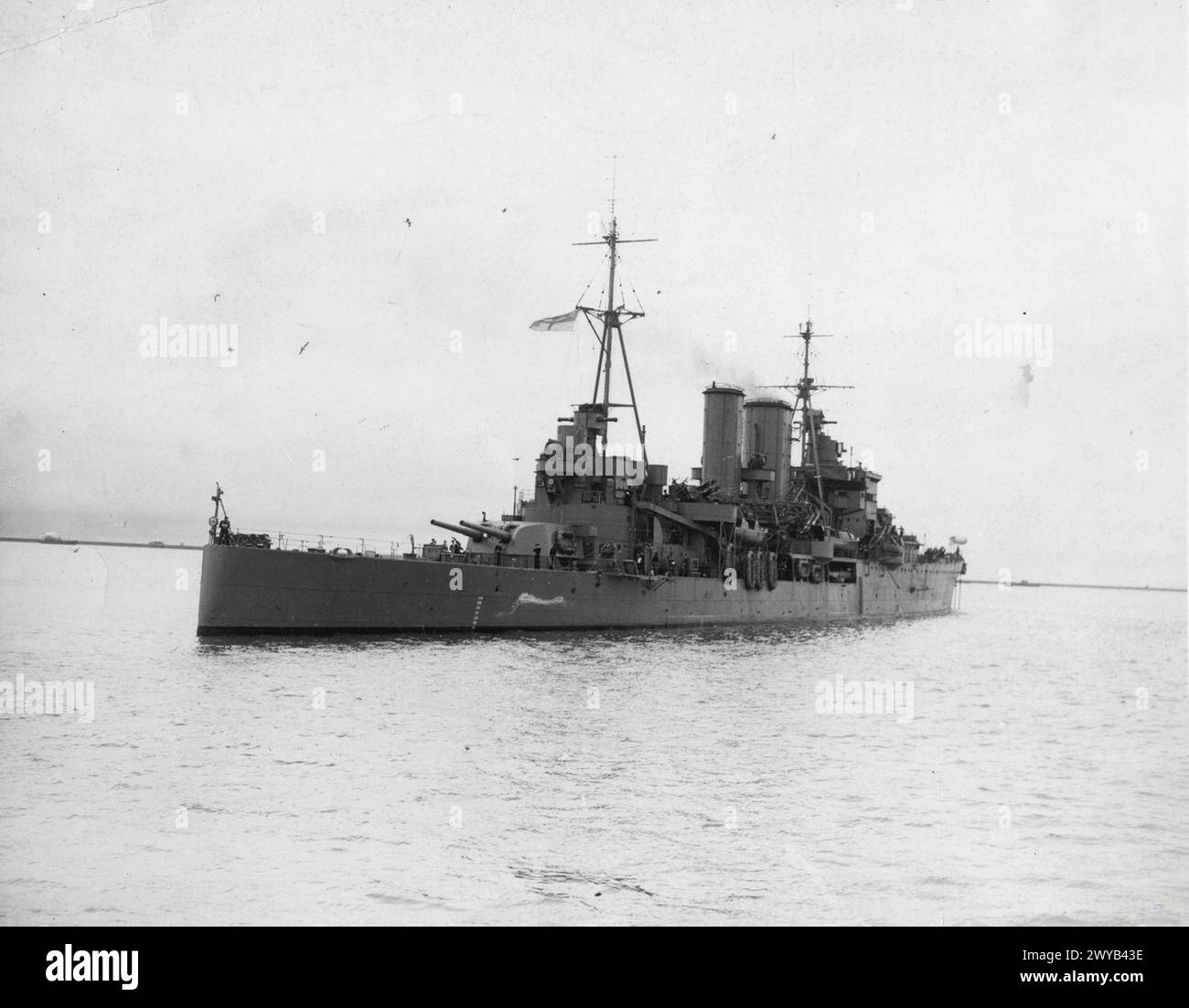 HMS EXETER, BRITISH YORK CLASS CRUISER, AFTER REFIT. MARCH 1941 ...