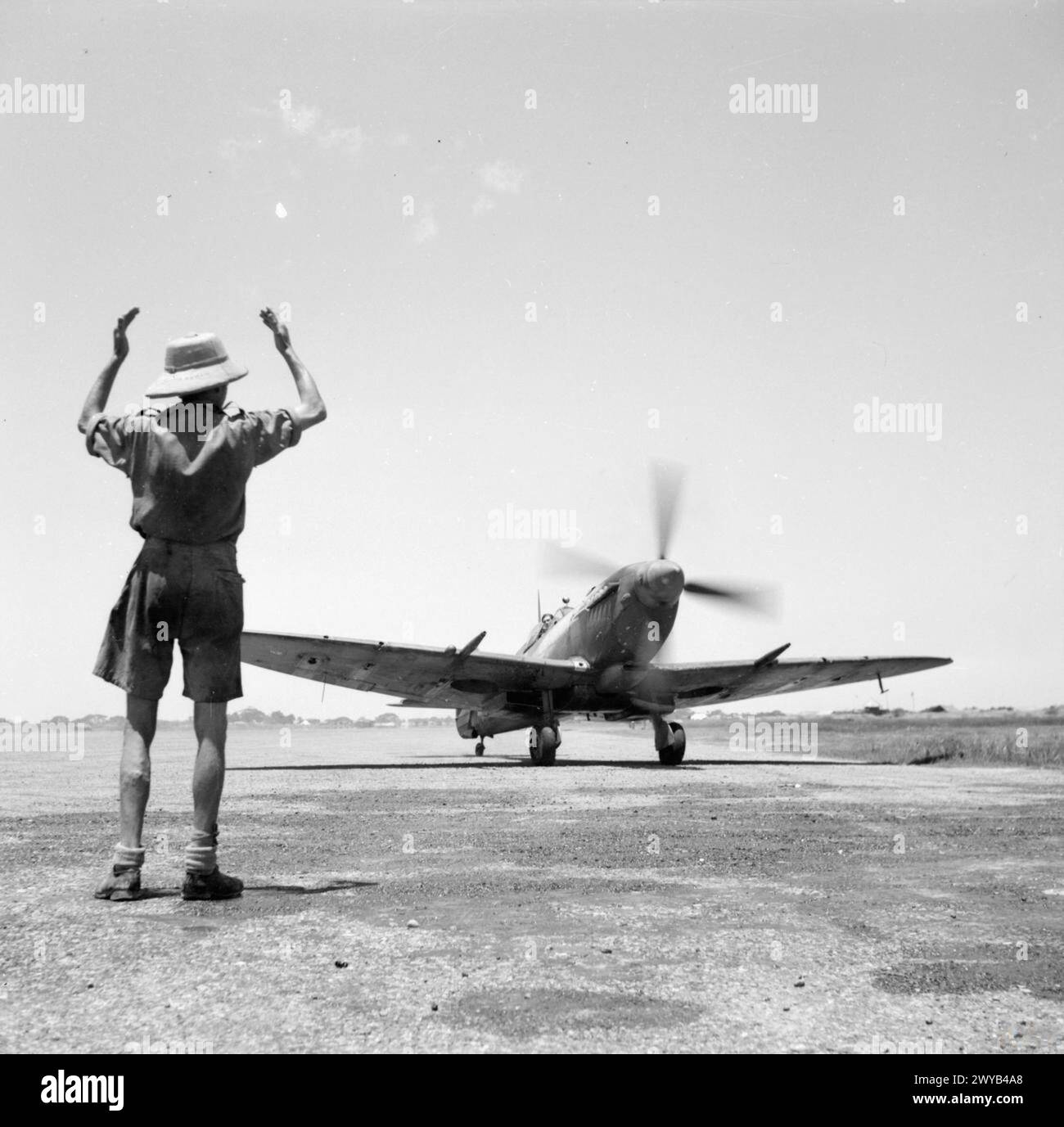 A Spitfire returns from an offensive patrol along Japanese-held rivers ...