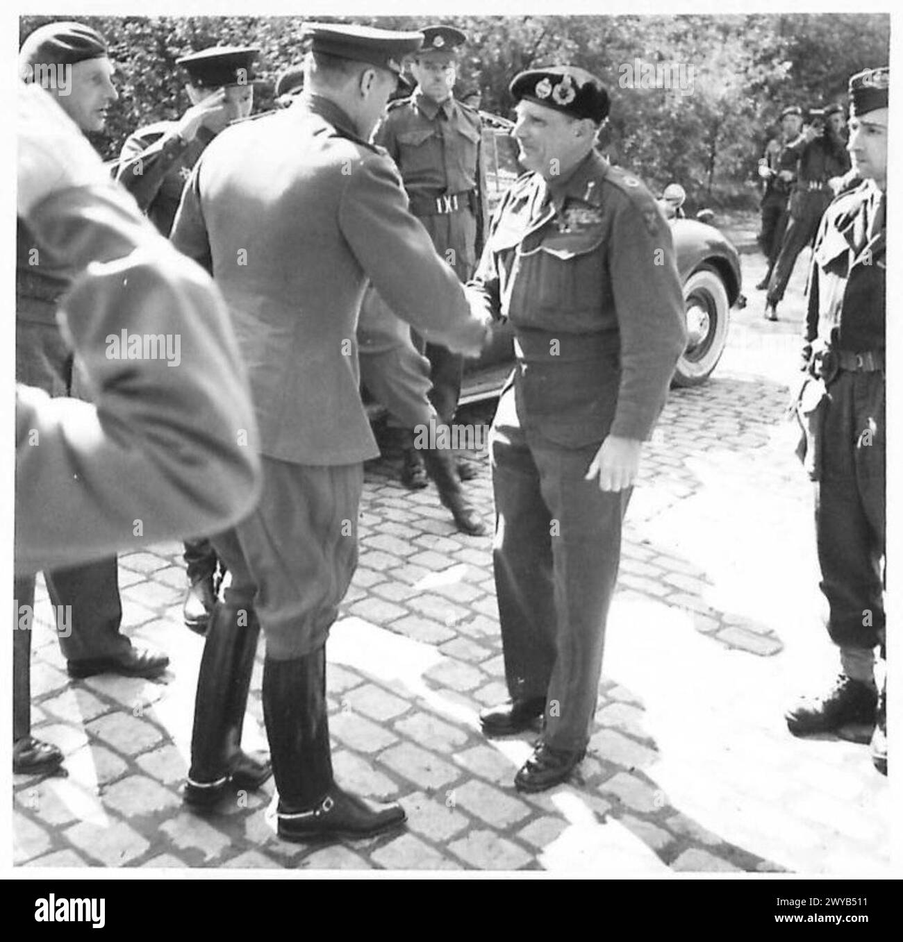 Field Marshal Bernard L. Montgomery meets Marshal Rokossovsky in a ...