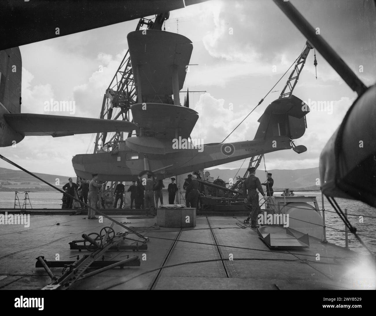 CATAPULT TRAINING FOR FLEET AIR ARM PILOTS. HMS PEGASUS, ORIGINALLY NAMED HMS ARK ROYAL, IS NOW ...