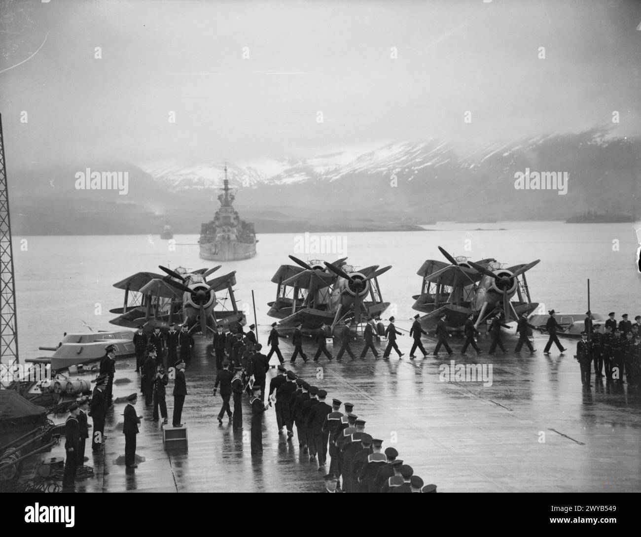 On 6 February 1942 at Hvalfjord, Iceland, HMS Victorious’ crew ...