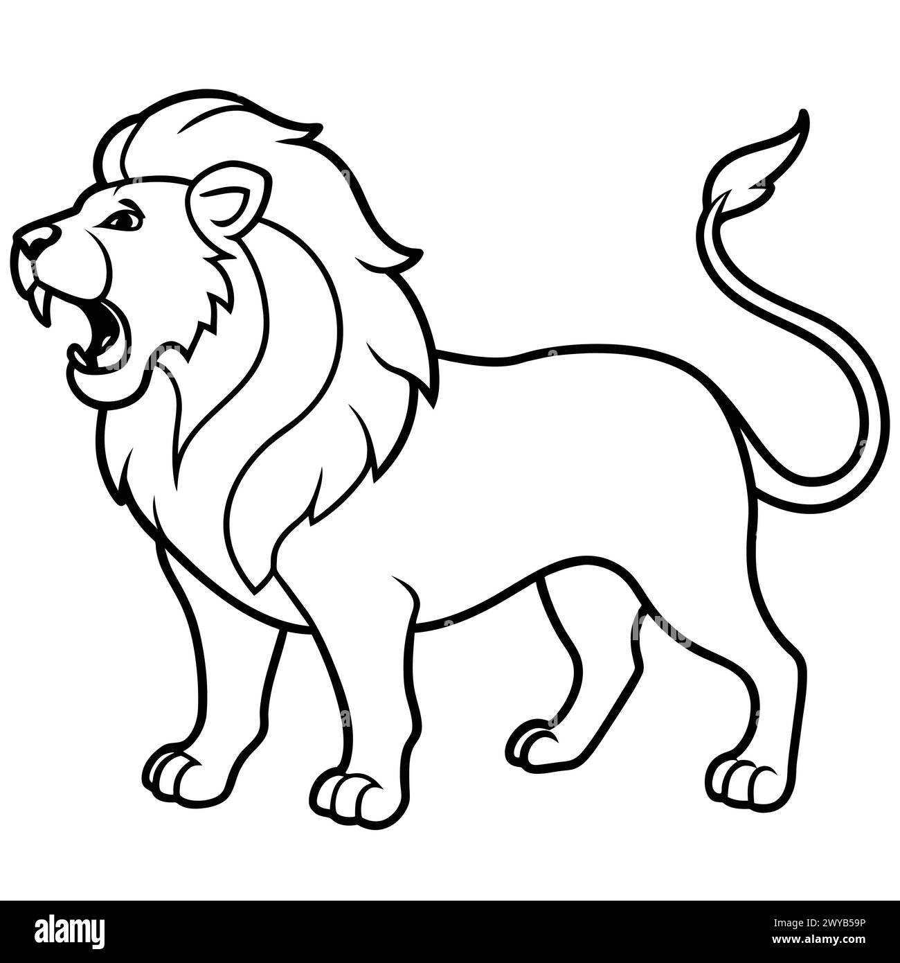 Simple line drawing lion Stock Vector Images - Alamy