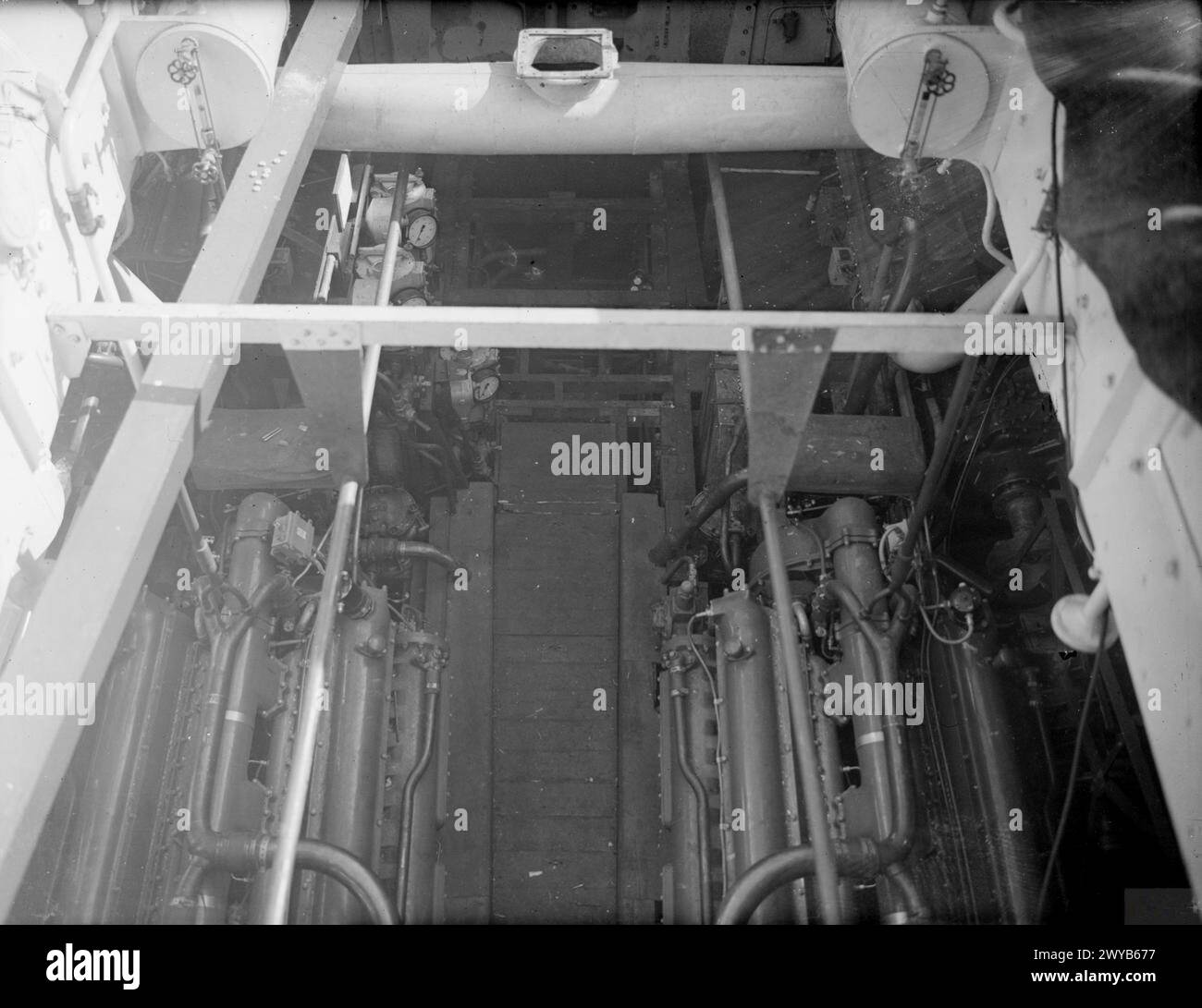 ENGINE ROOM OF A D CLASS FAIRMILE MTB. 18 APRIL 1945, YARMOUTH. THE MTB ...