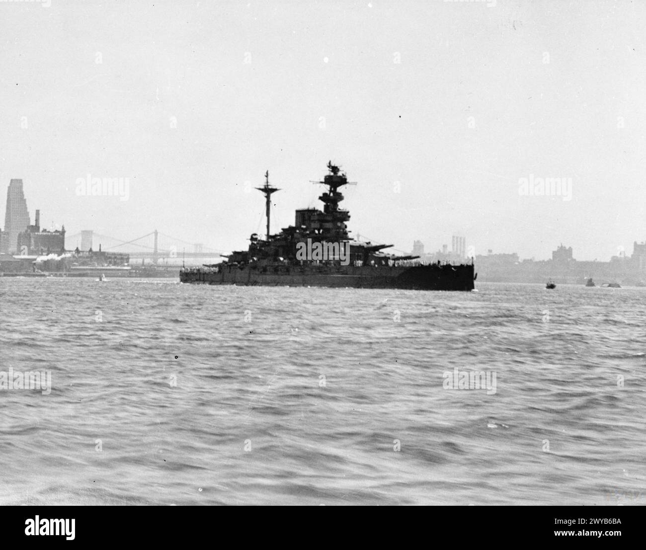 HMS MALAYA LEAVING NEW YORK HARBOUR AFTER REPAIRS, 9 JULY 1941 ...
