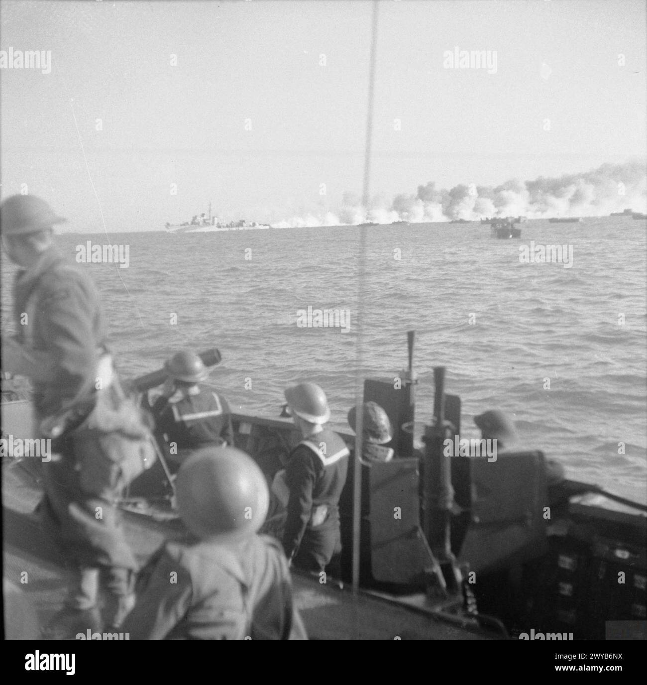 THE DIEPPE RAID, 19 AUGUST 1942 - An Allied naval vessel putting down a ...