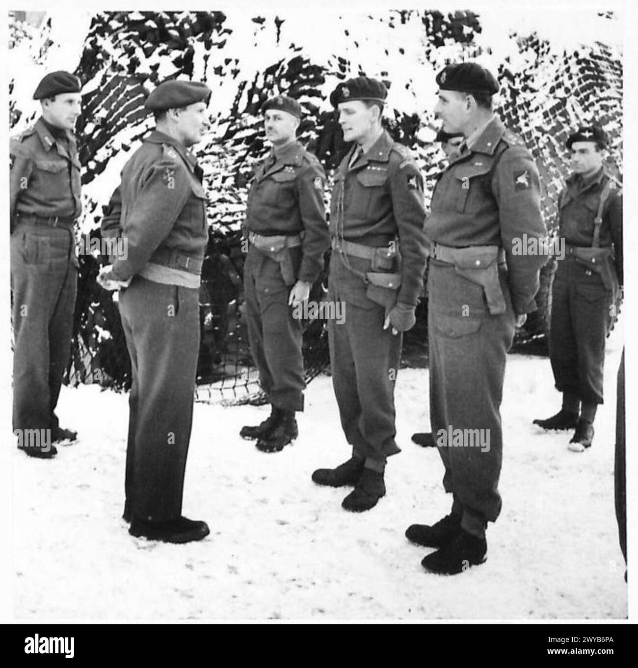 Field Marshal Sir Bernard L. Montgomery speaks to senior officers of a ...