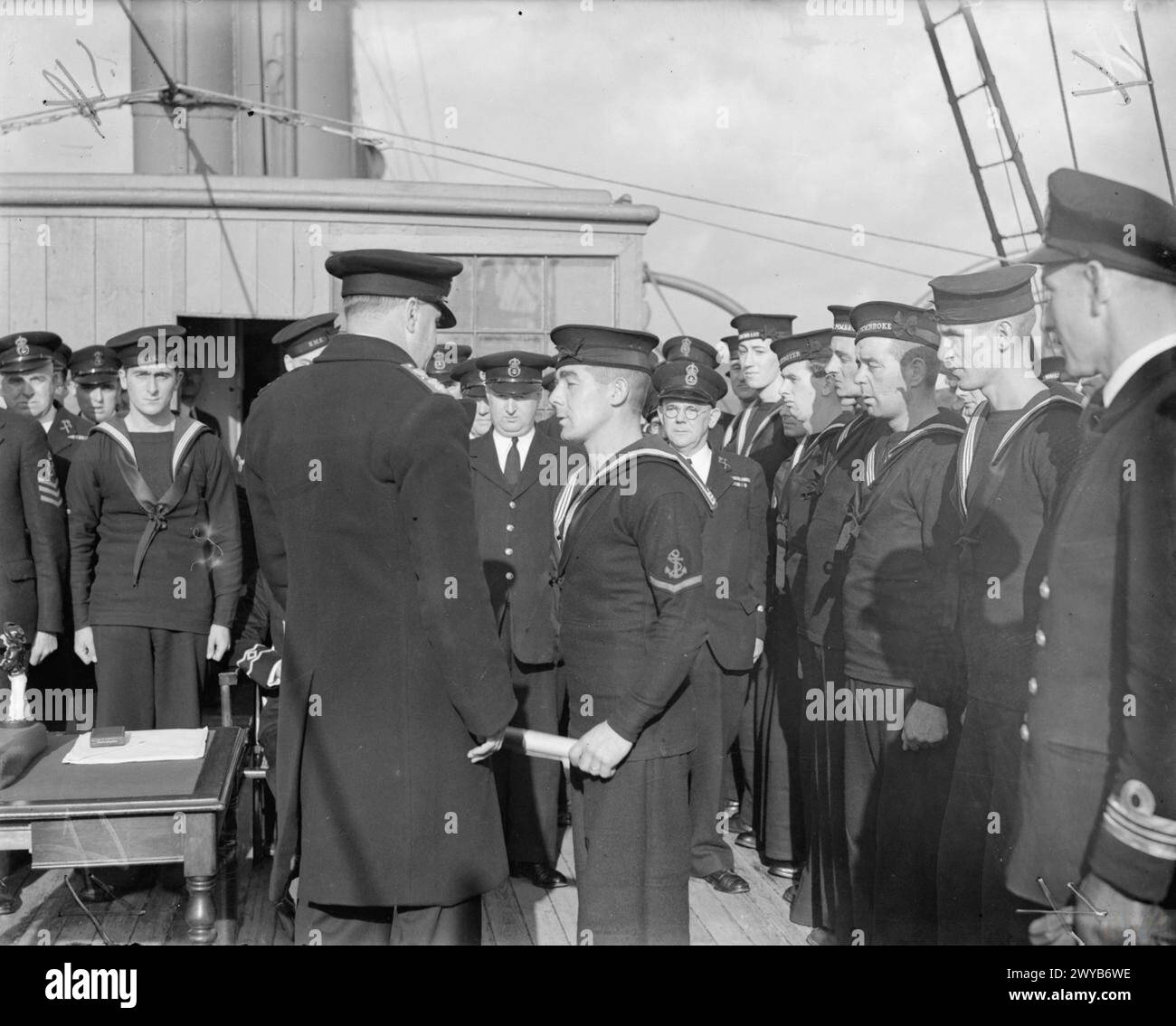 MEDALS PRESENTED FOR GALLANTRY AT SEA. 16 OCTOBER 1941, ON BOARD HMS ...