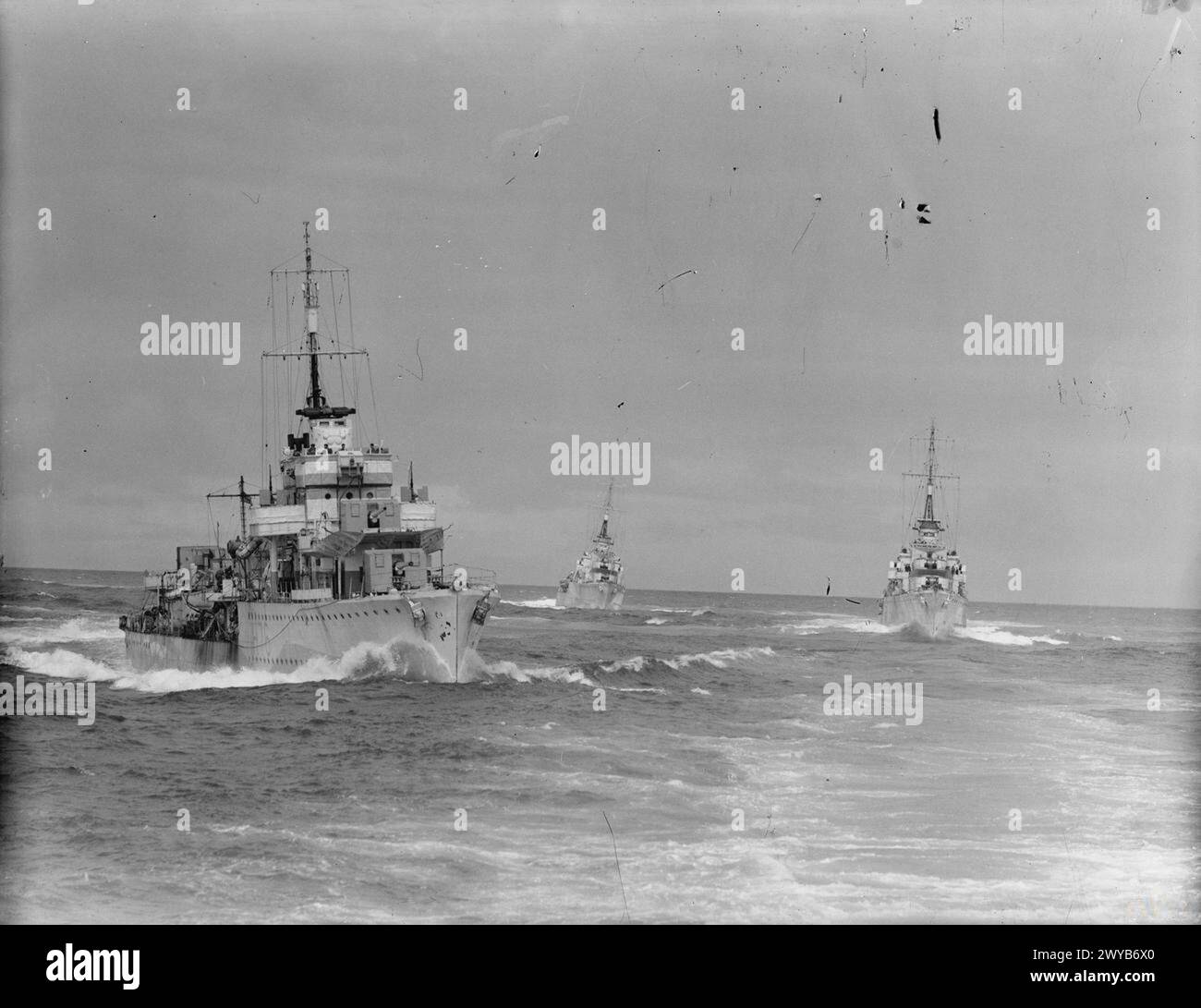 Destroyers HMS Fury, Ashanti, and Offa conduct manoeuvres at Scapa Flow ...