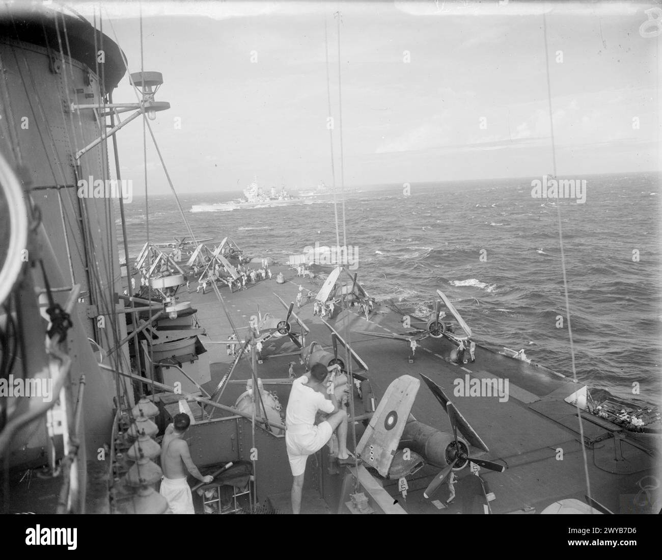 Activity on the flight deck of HMS Victorious during the carrier-borne ...