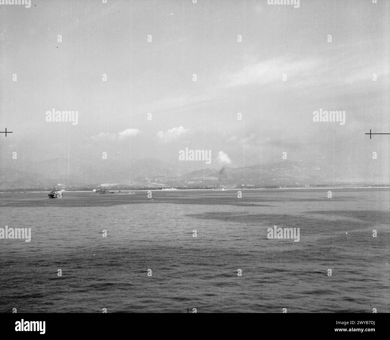 Shells from the cruiser Mauritius and other Royal Navy ships explode on ...
