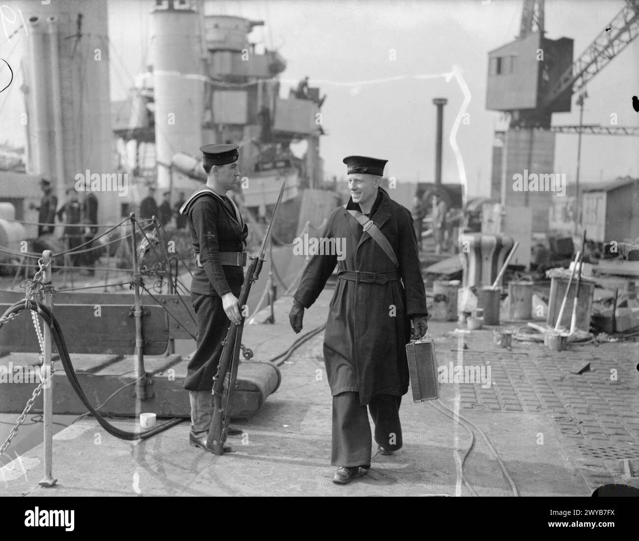 Able Seaman Joe W 'Ginger' Scotcher aboard a British destroyer at ...