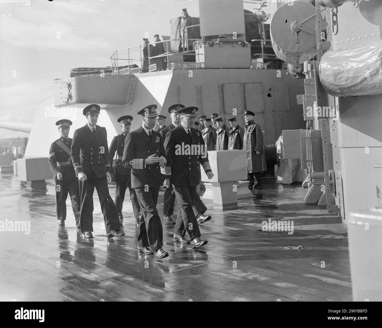 THE KING VISITS THE HOME FLEET. 14 AUGUST 1943, SCAPA FLOW. THE KING ...