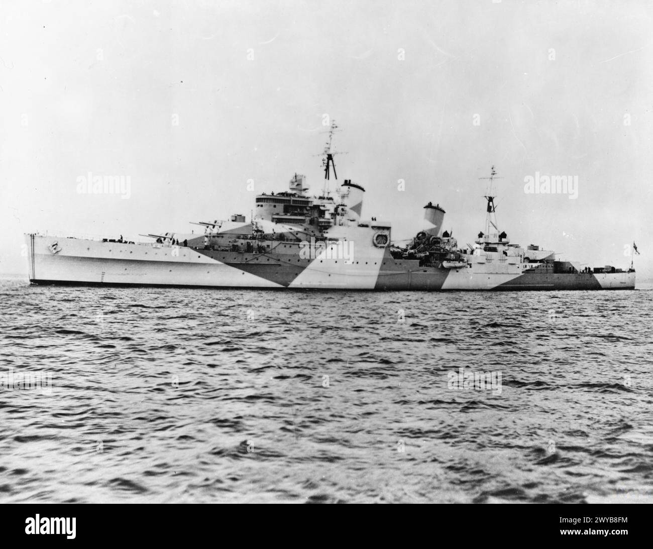A naval cruiser of the Southampton class, representing British Royal ...