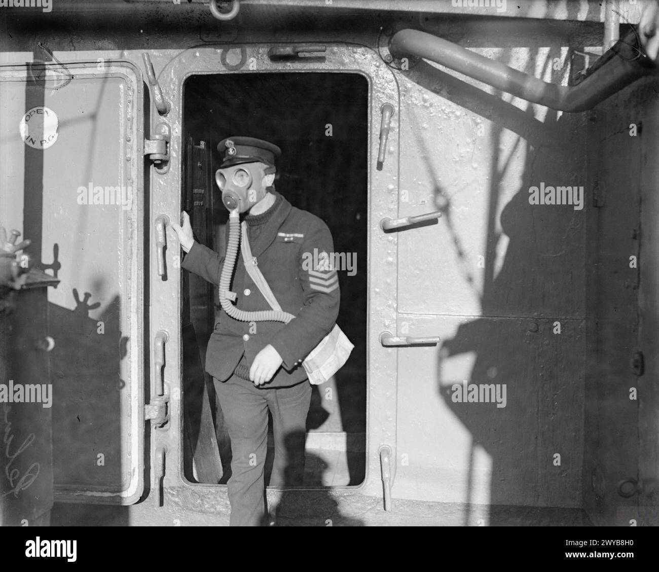 NAVAL GAS MASK DRILLS. OCTOBER 1941, ROSYTH, ONCE A WEEK FOR HALF AN ...