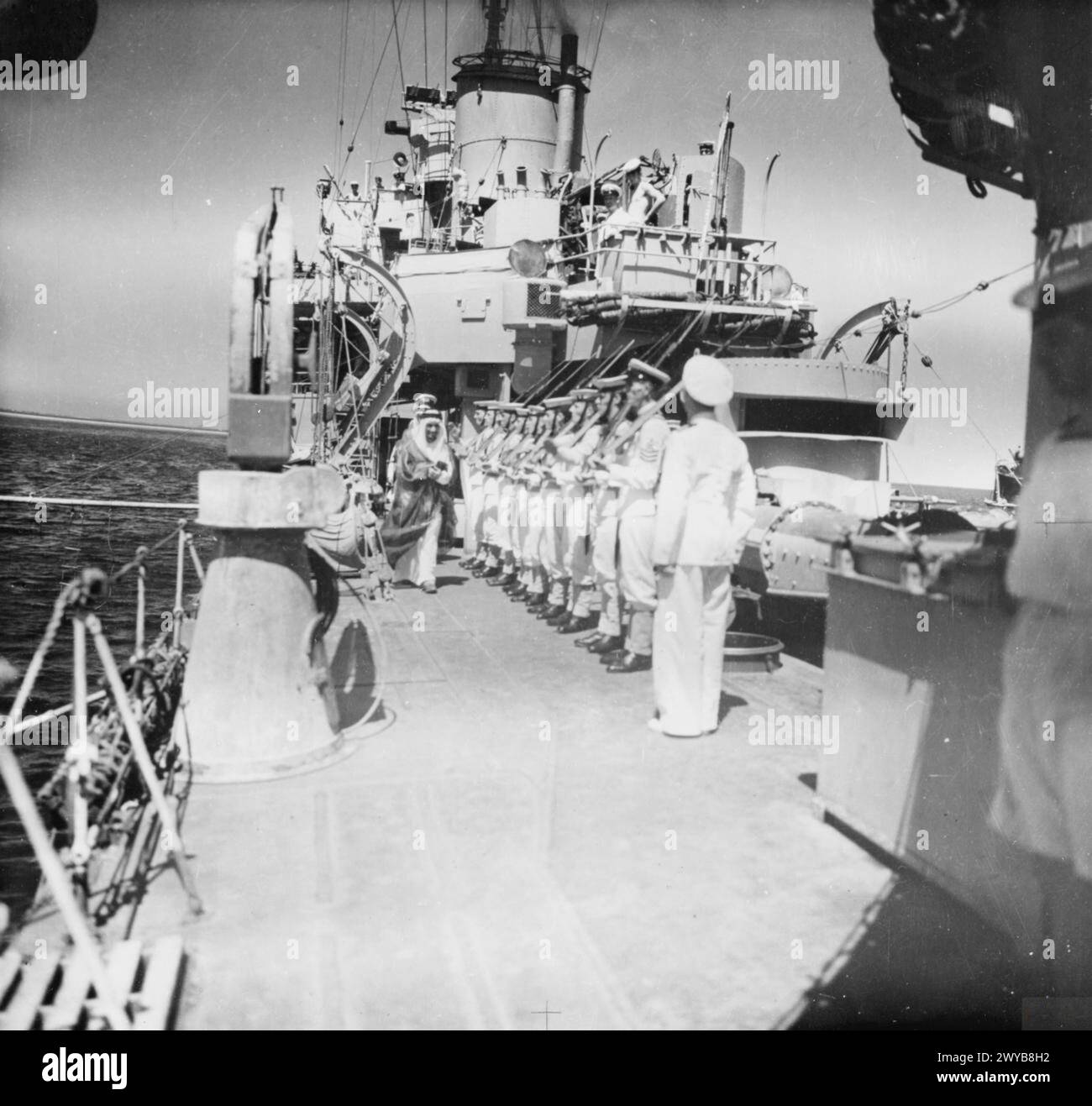 The Governor of Jedda inspects the Guard of Honour aboard HMS ...