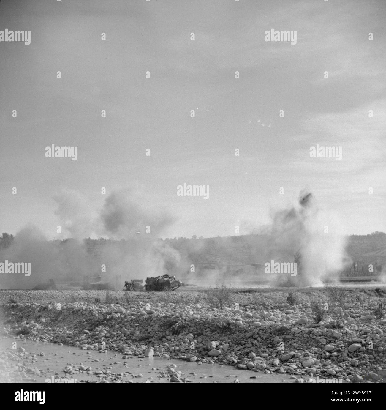 Mortar bombs explode among Universal carriers of the 1st Frontier Force ...