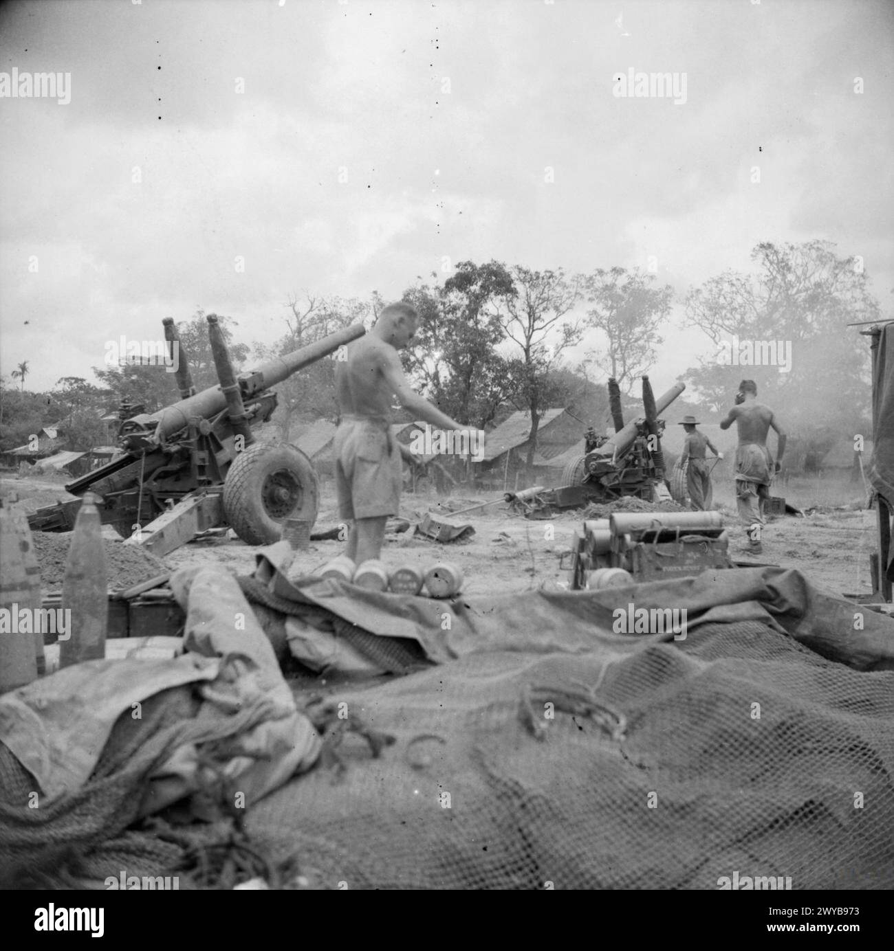 THE BRITISH ARMY IN BURMA 1945 - 5.5-inch guns of 63rd Medium Battery ...