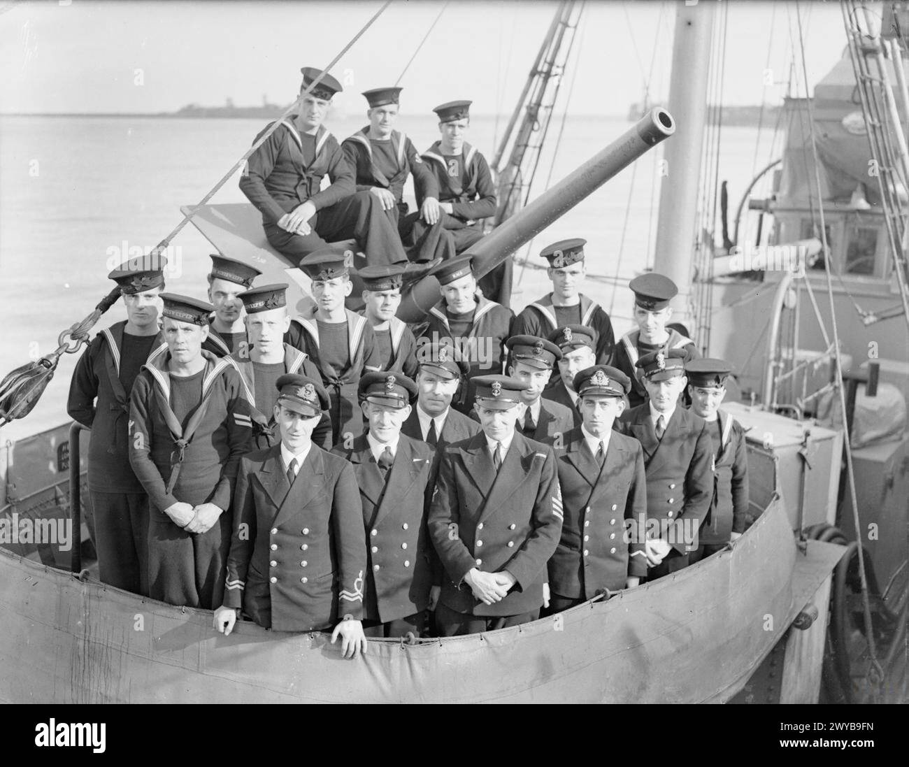 The officers and crew of HMT Ronso are pictured at Dover in October ...